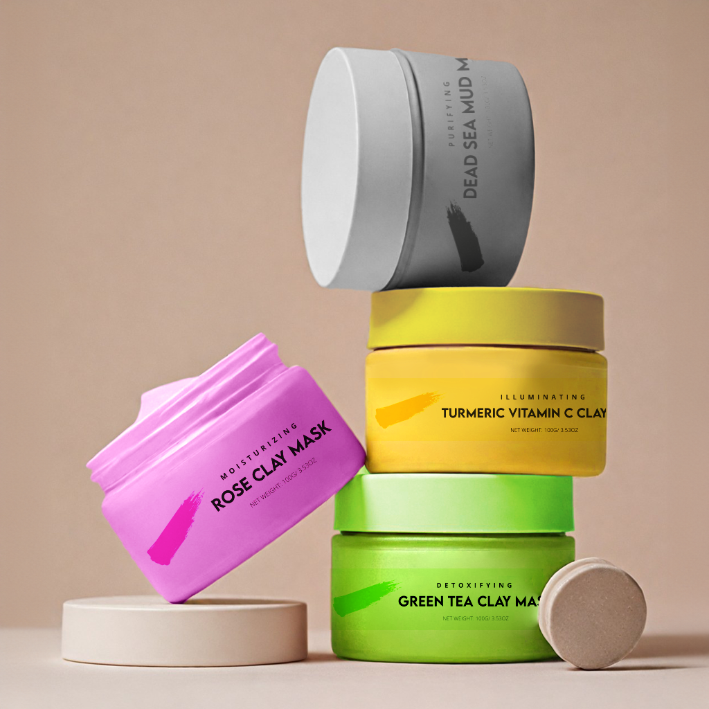 Detoxifying Clay Face Mask | 4 Flavor Clay Mask Jar for Pore Cleansing
